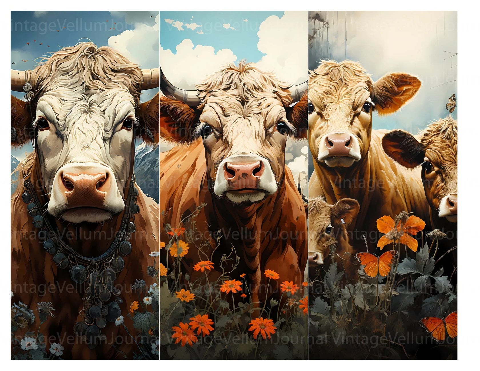Cute Cows Junk Journal Pages