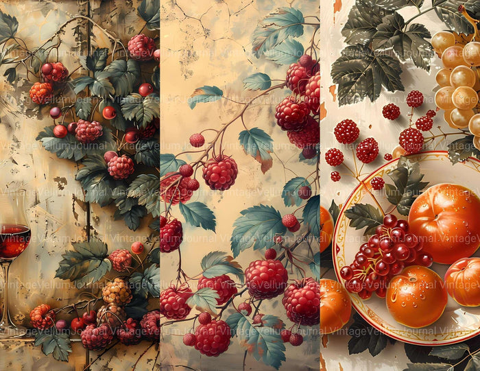 Red Fruit Junk Journal Pages