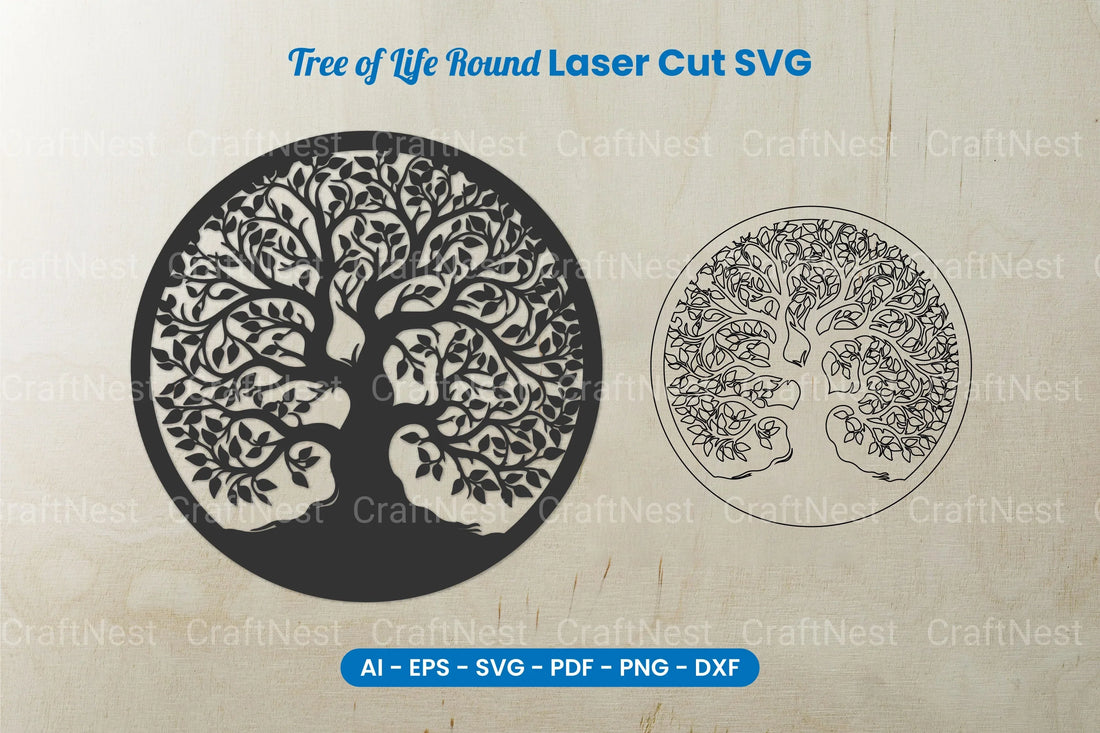 Tree of Life Round Laser Cut SVG Bundle