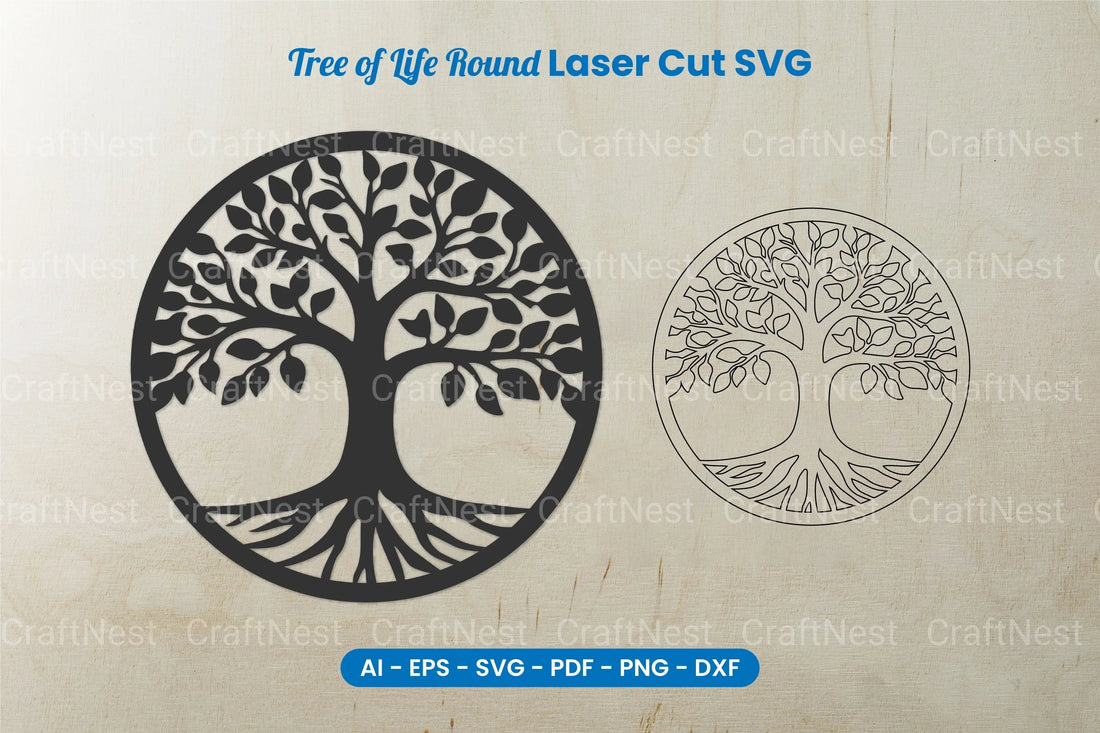 Tree of Life Round Laser Cut SVG Bundle