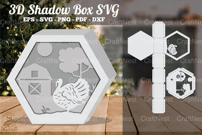 Turkeys on the Farm 3D Shadow Box SVG Bundle