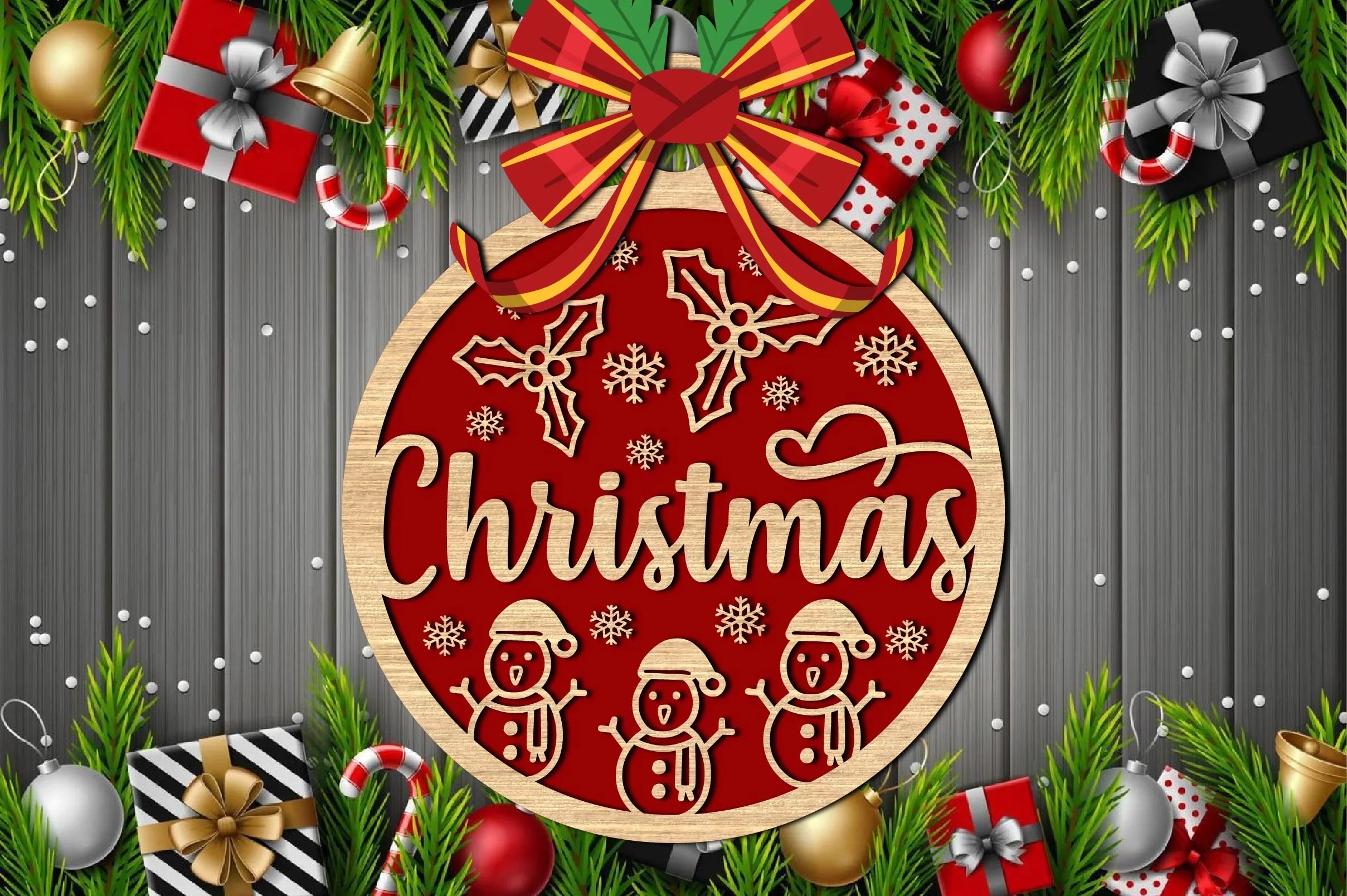 Christmas Ornament Cuttable Design Clipart Bundle