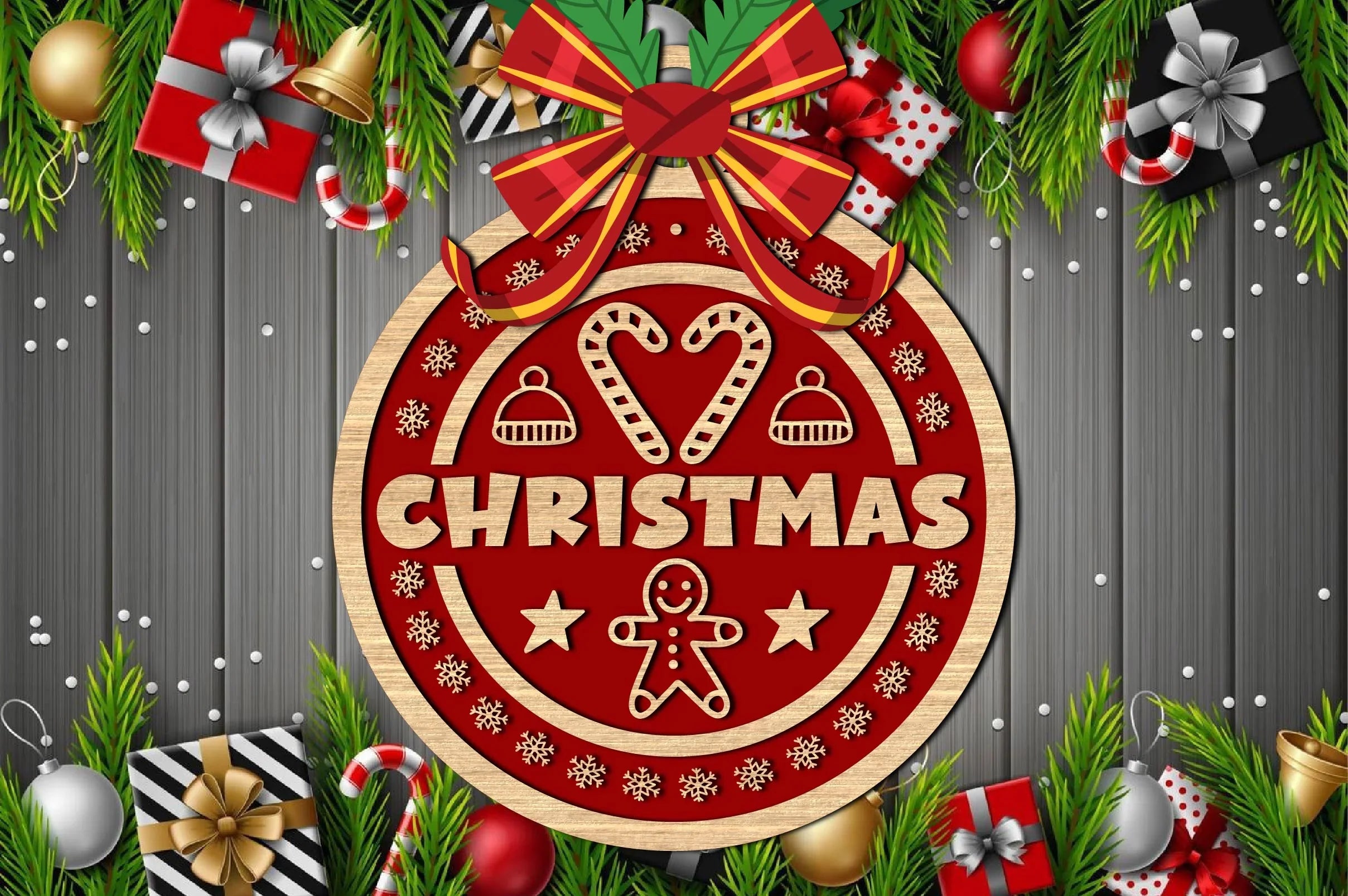 Christmas Ornament Cuttable Design Clipart Bundle