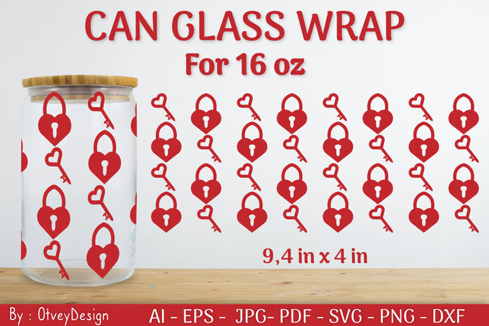 Valentine Can Glass 16 OZ SVG Bundle