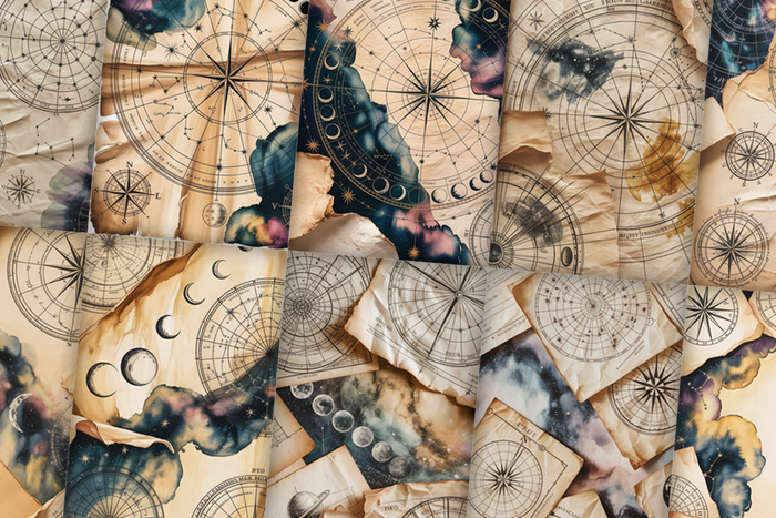 Vintage Astrology Junk Journal Papers