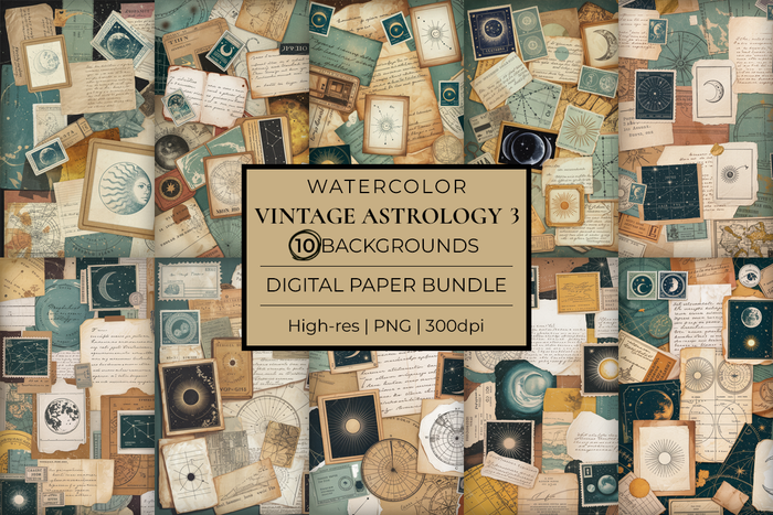 Vintage Astrology 3 Junk Journal Papers