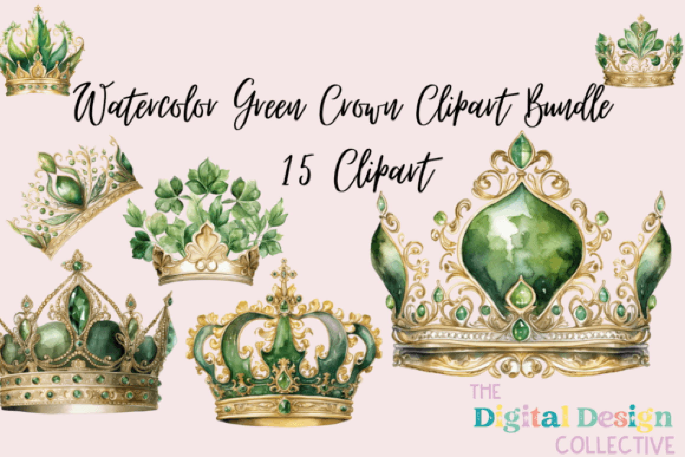 Green Crown Clipart Bundle