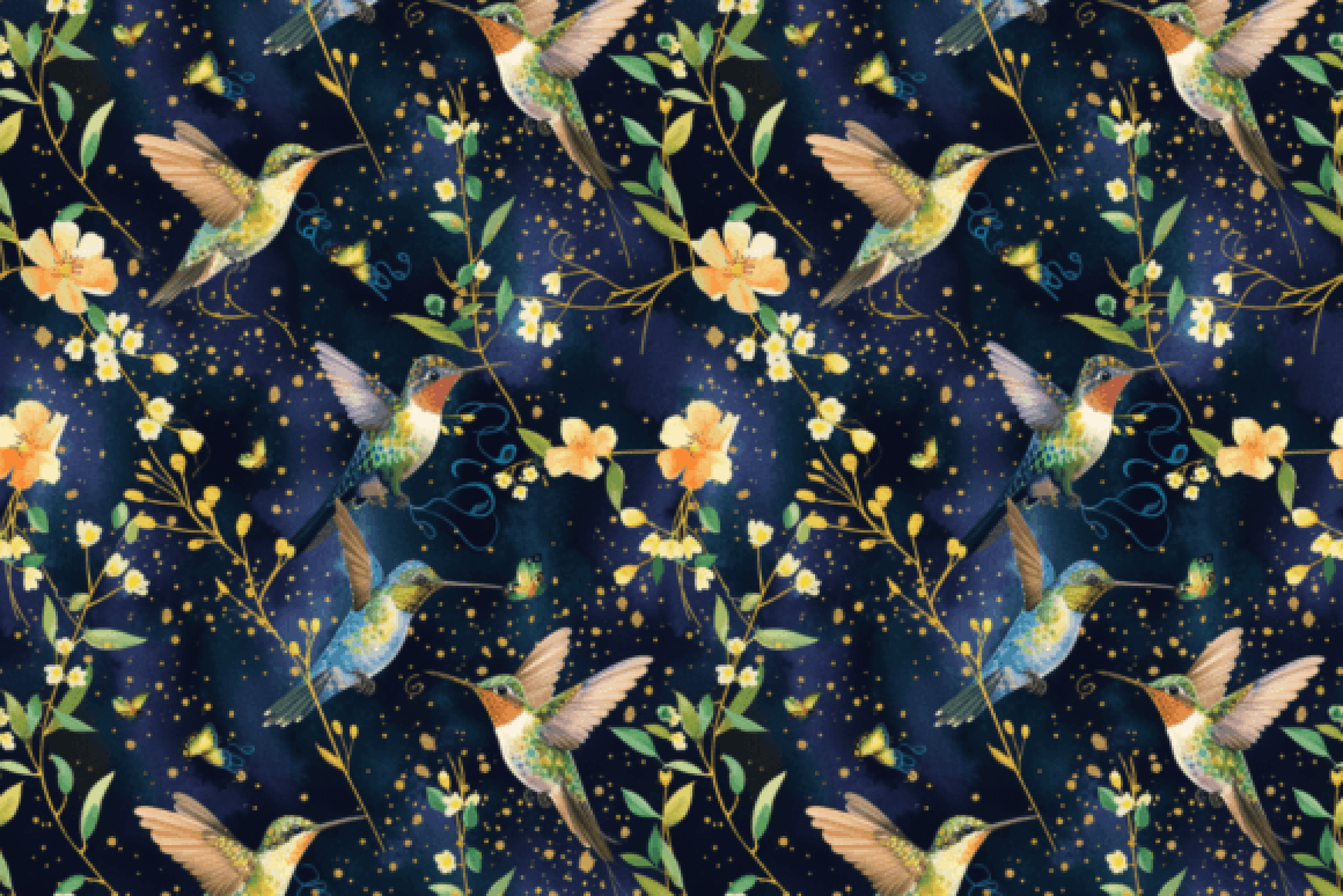 Vibrant Hummingbird Digital Patterns Collection