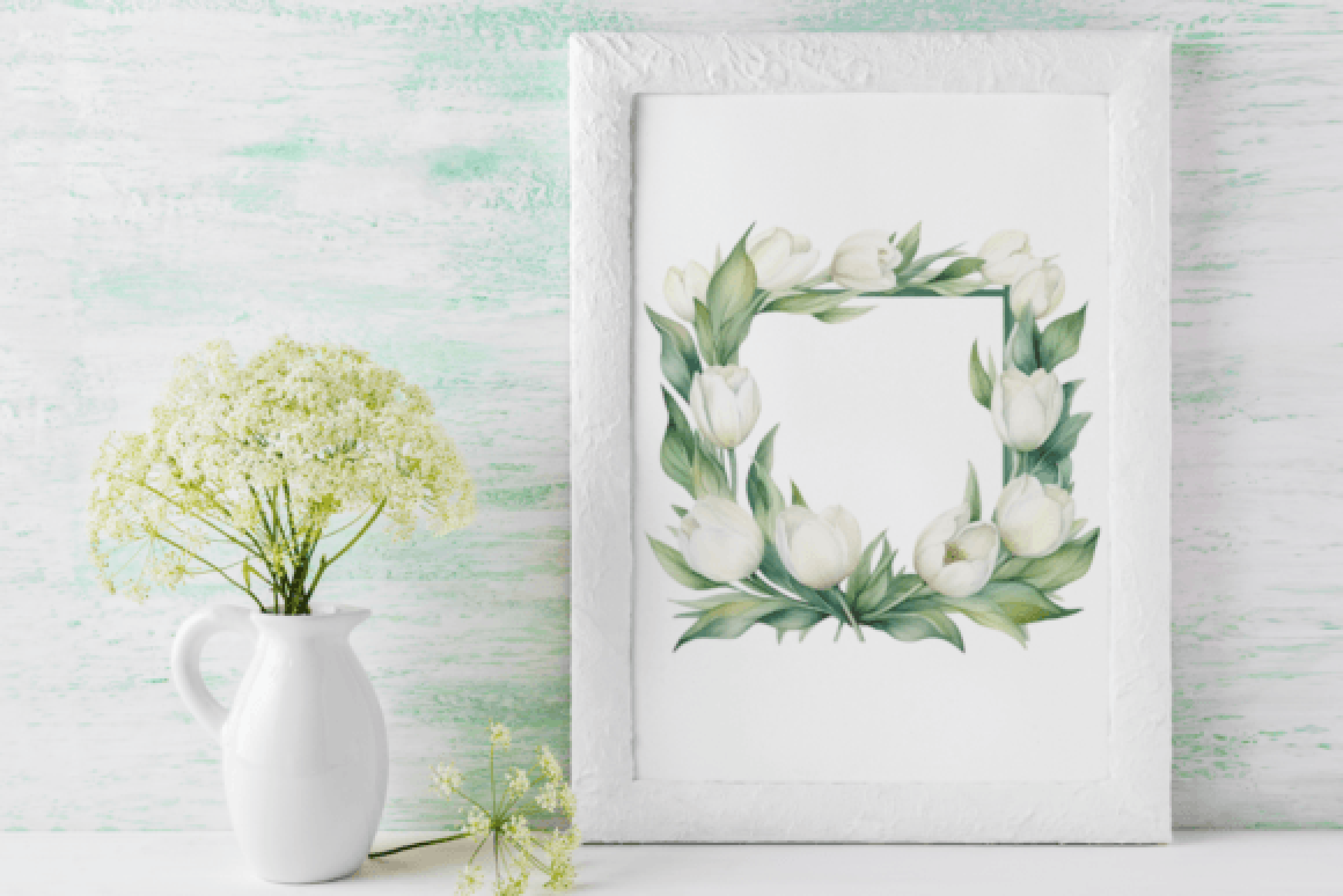 Elegant Tulip Flower Frames Clipart Bundle