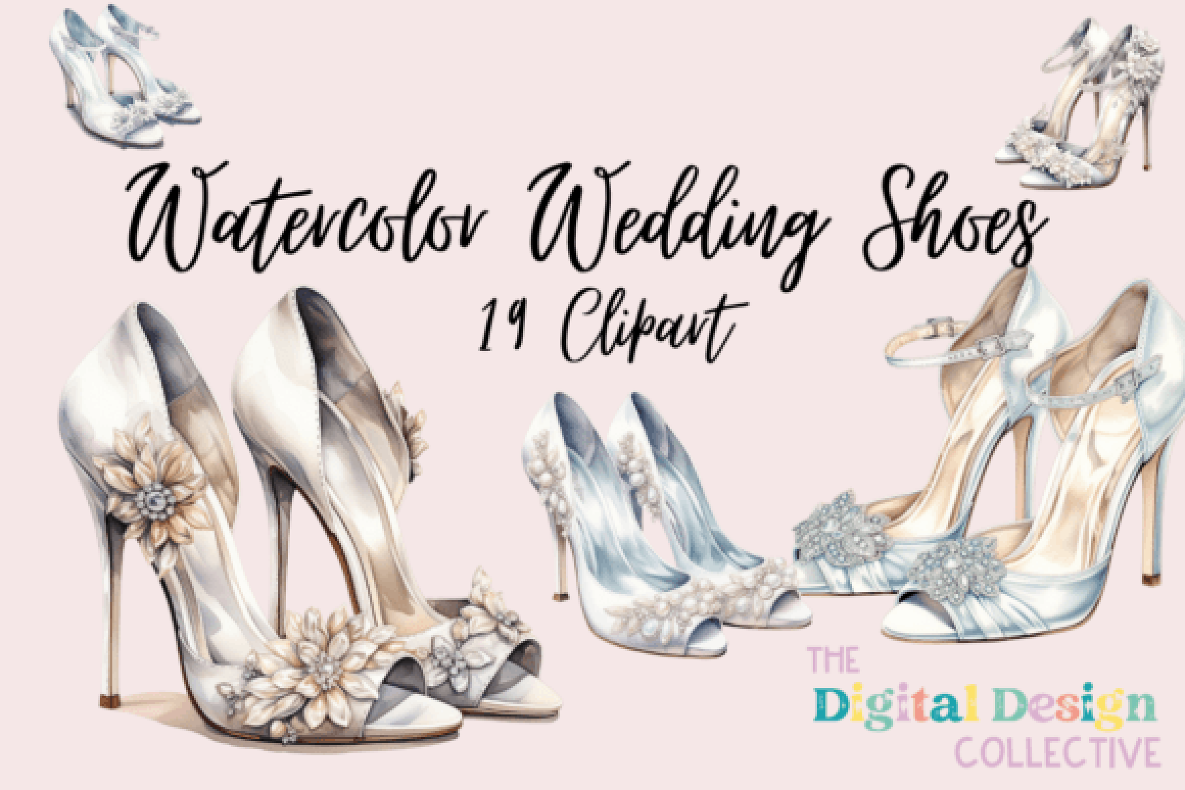Elegant Wedding Shoes Clipart Bundle