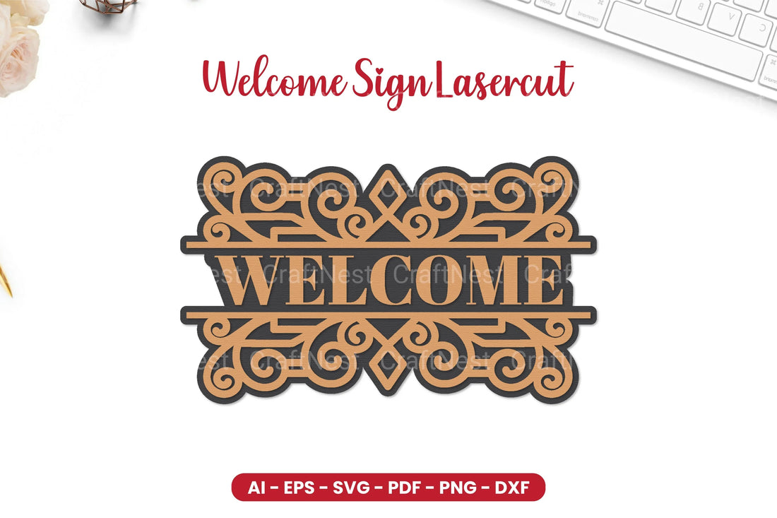 Welcome Sign Laser Cut SVG Bundle Clipart