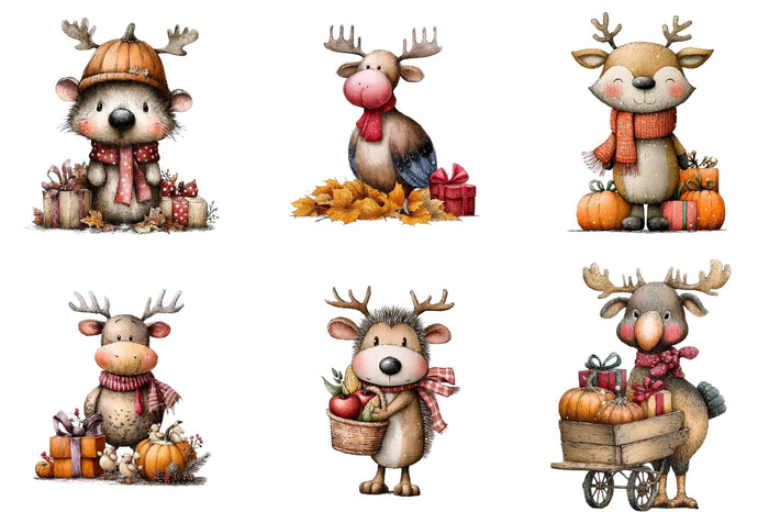 Whimsical Thanksgiving Clipart Bundle