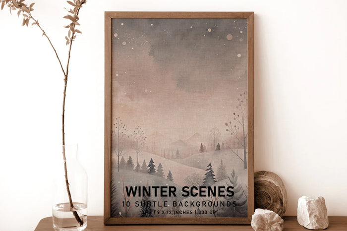 Winter Scenes Digital Papers - Christmas