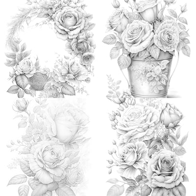 Rose Flower Coloring Book