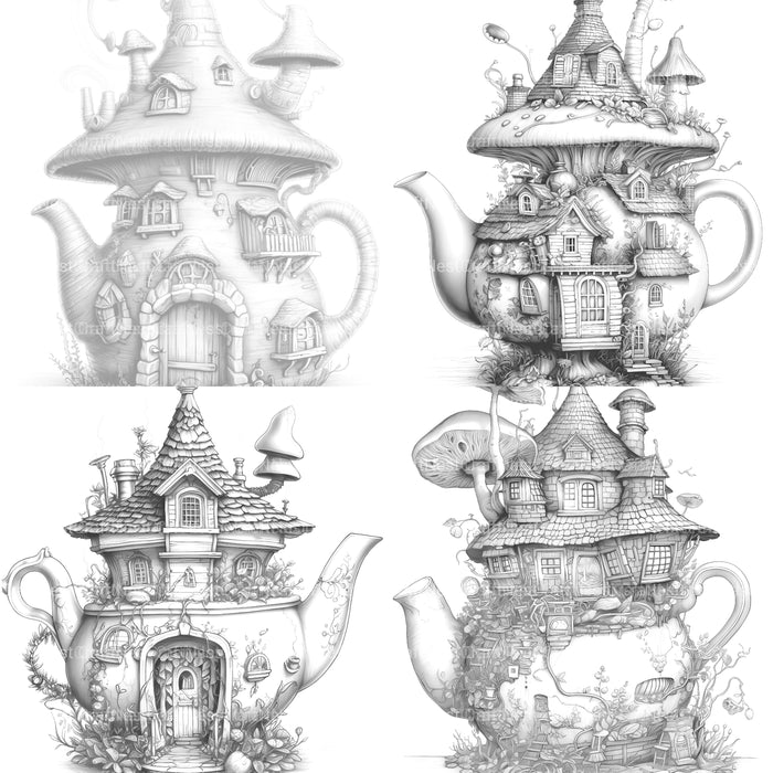 Teapot Fairy House Coloring Book