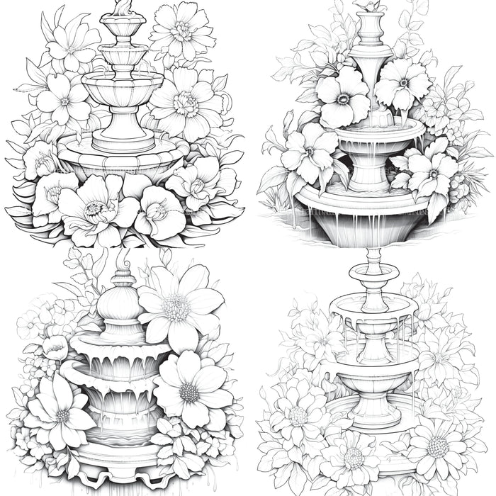 Blooming Fountain Coloring Book