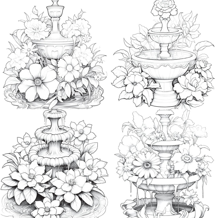 Blooming Fountain Coloring Book