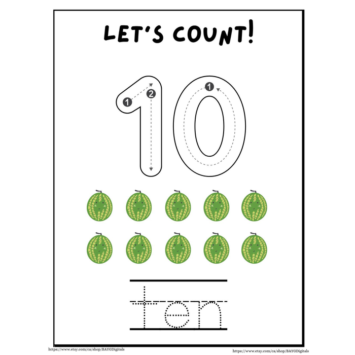 Let’s Count Number Tracing Worksheets