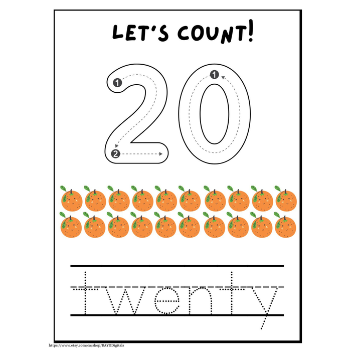 Let’s Count Number Tracing Worksheets