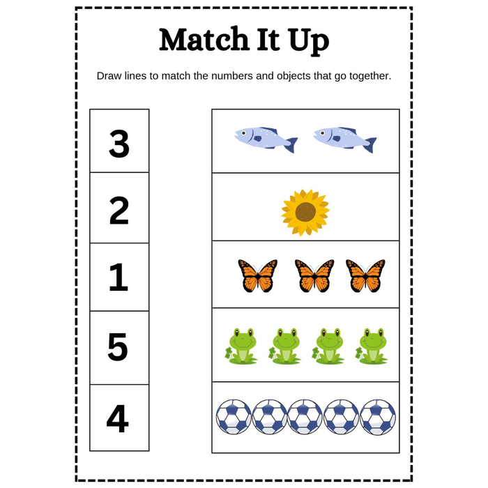 Number Object Matching Worksheets