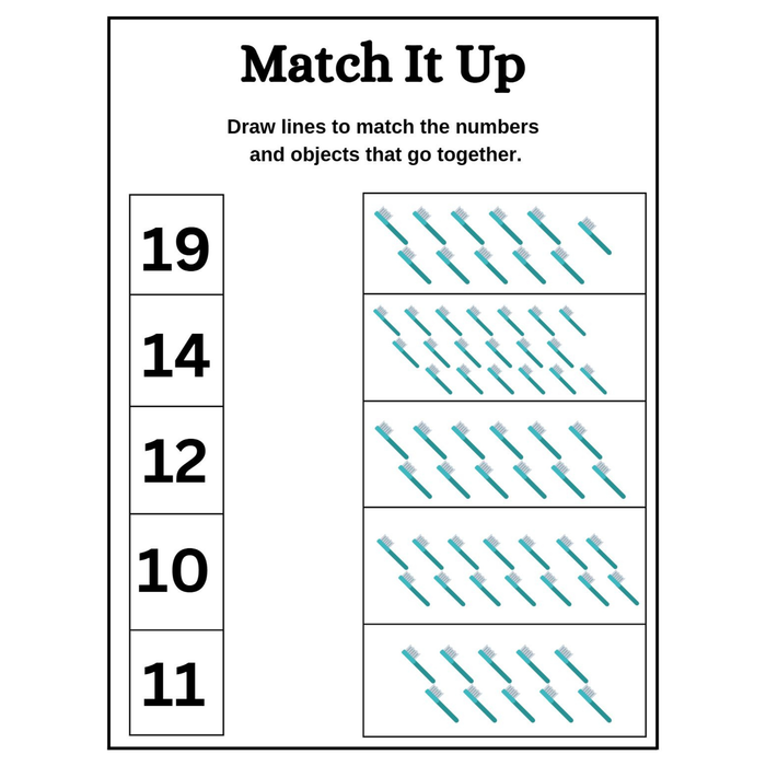 Number Matching Objects Counting Worksheet