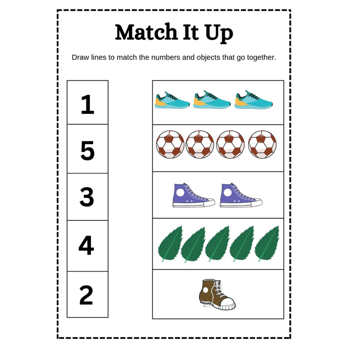 Number Object Matching Worksheets