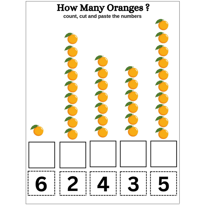 How Many Cut and Paste Counting Worksheets