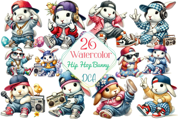 Hip Hop Bunny Easter Clipart Bundle