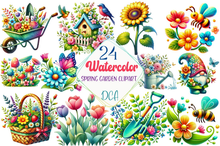 Spring Garden Clipart Bundle