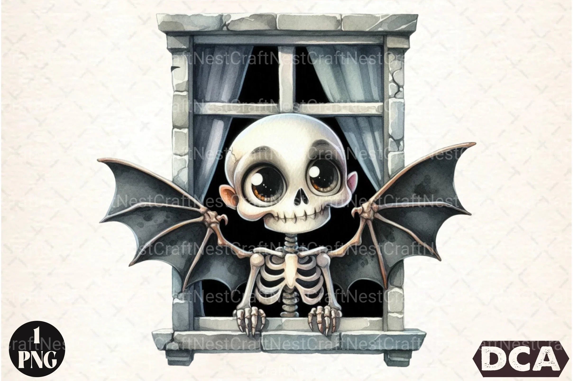 Funny Skeleton Peeking Clipart Bundle