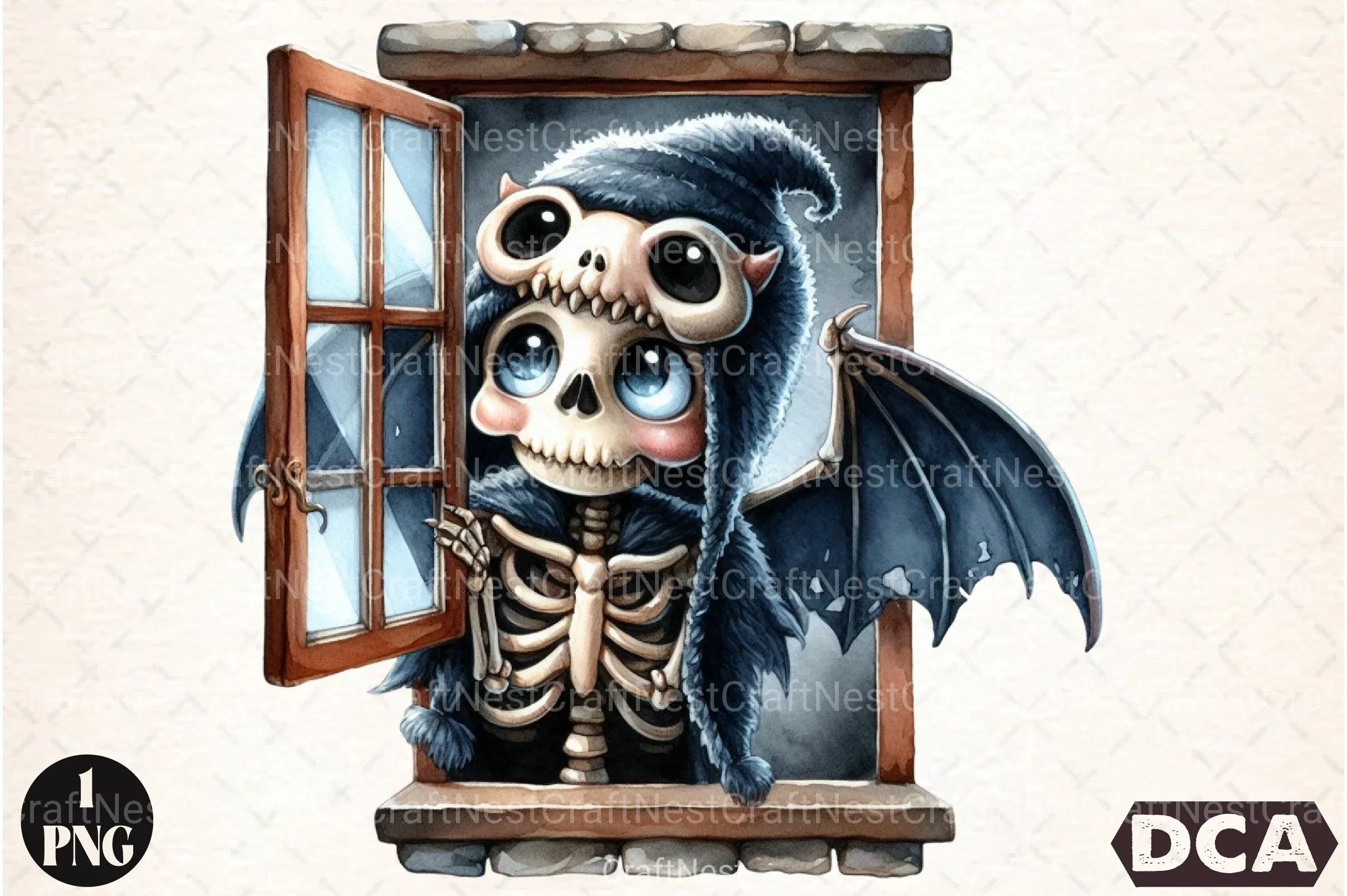 Funny Skeleton Peeking Clipart Bundle