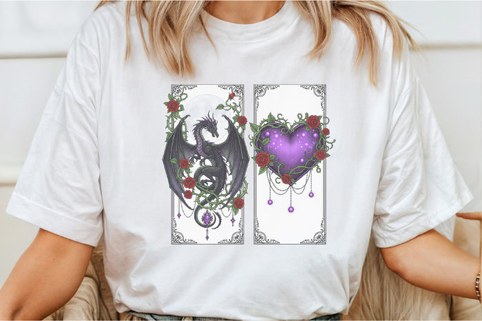 Gothic Dragons Love Flower Clipart Bundle