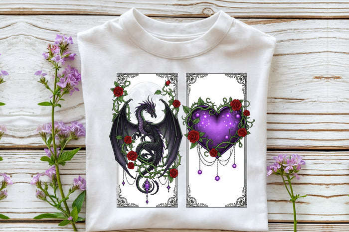 Gothic Dragons Love Flower Clipart Bundle