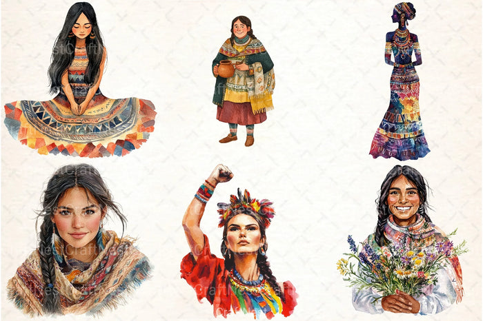 Indigenous Women Clipart Bundle