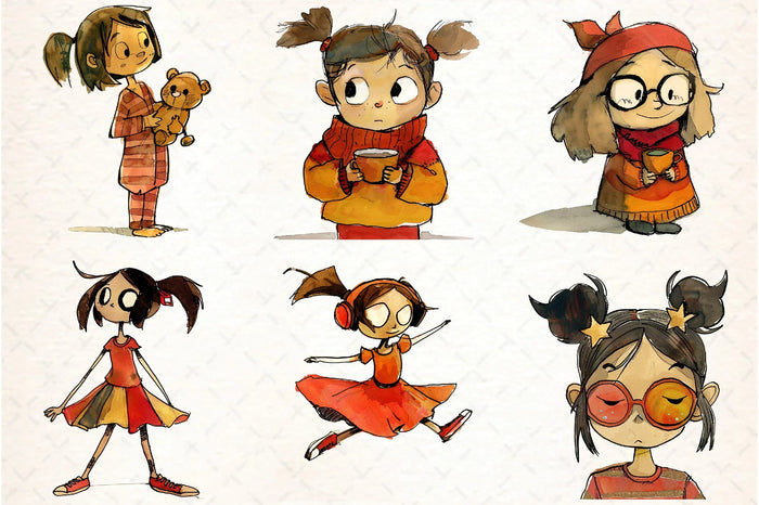 Quirky Girls Clipart Bundle
