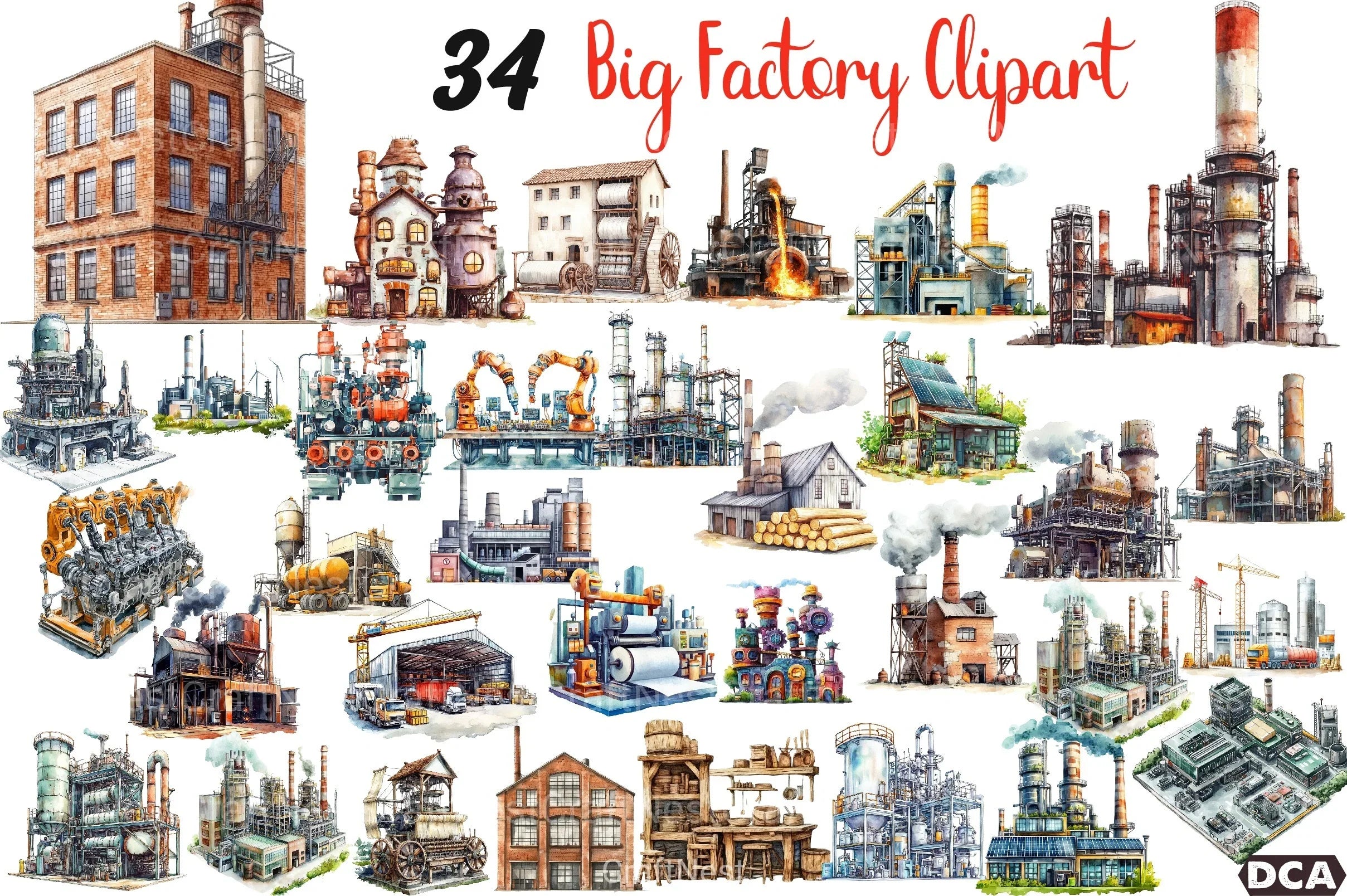 Big Factory Clipart Bundle