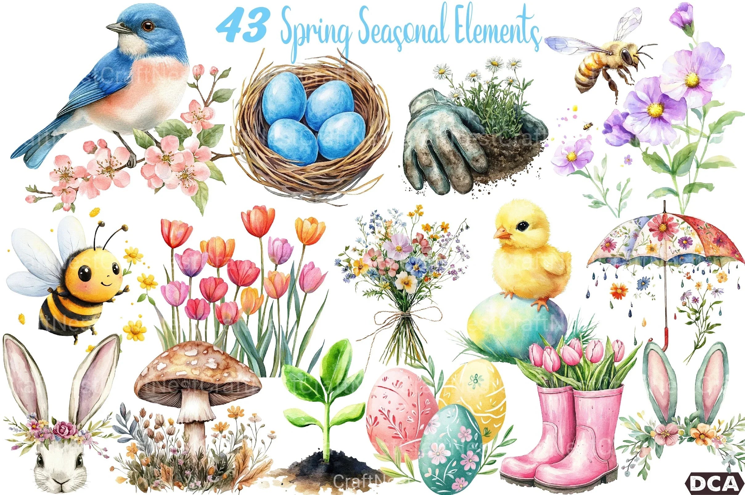Spring Seasonal Elements Clipart Bundle 99
