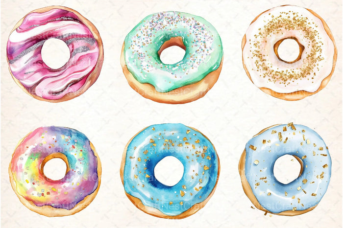 Glitter Donuts Clipart Bundle