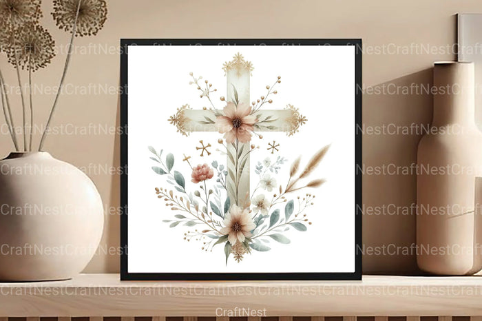 Boho Jesus Cross Clipart Bundle