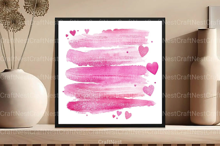 Pink Brush Strokes Clipart Bundle