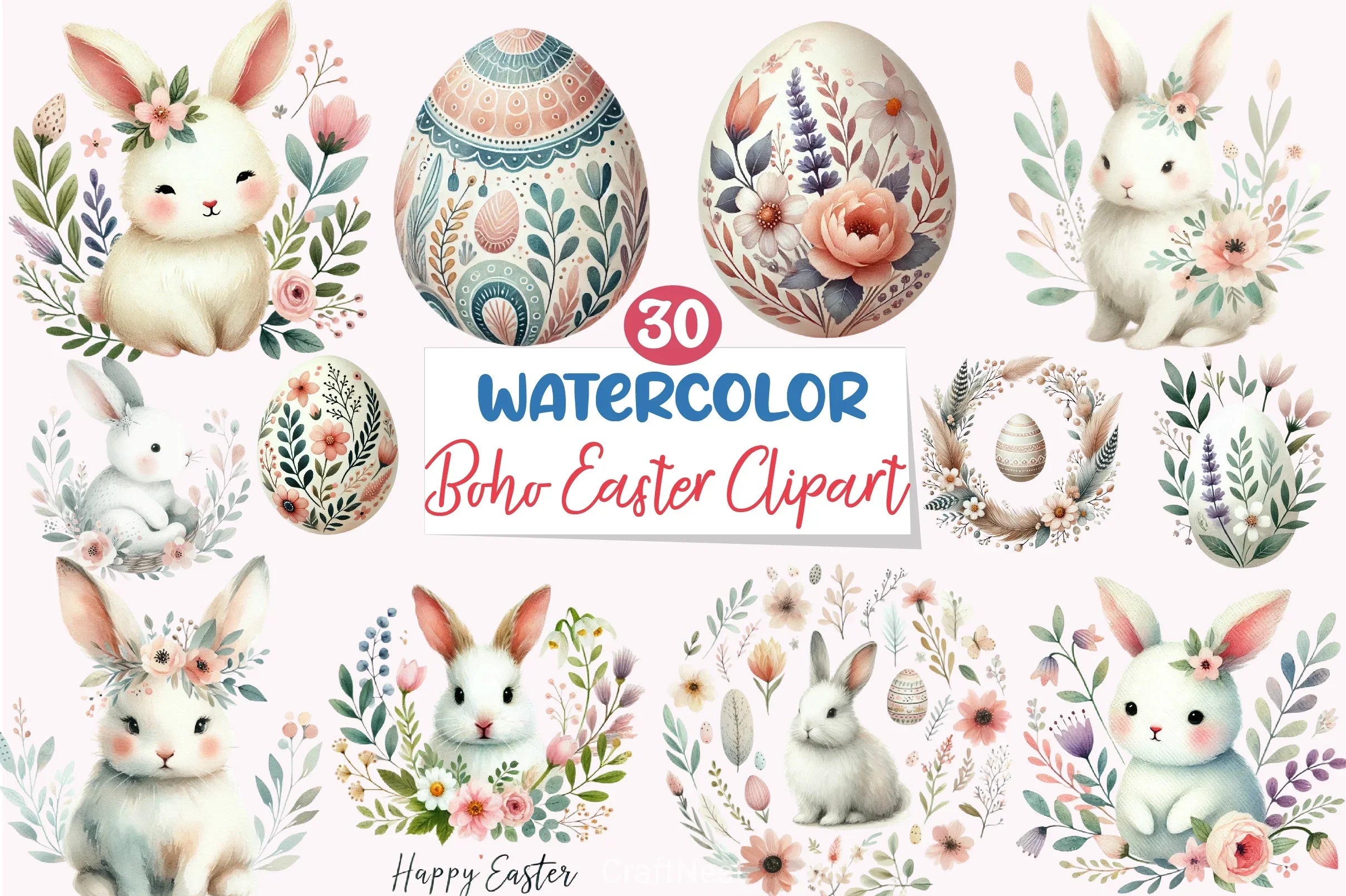Boho Easter Clipart Bundle