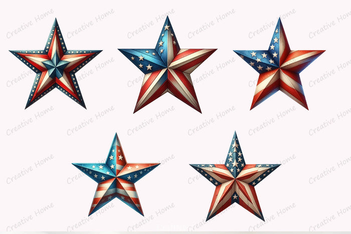 American Patriotic Star Clipart Bundle
