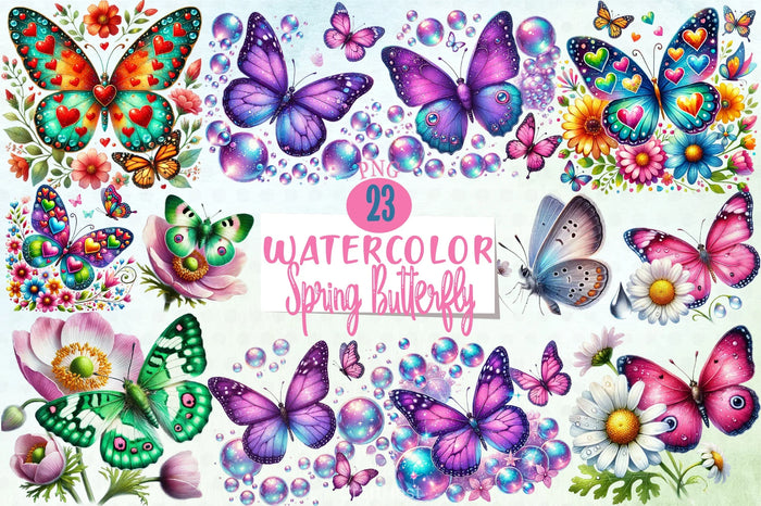 Spring Butterfly Clipart Bundle