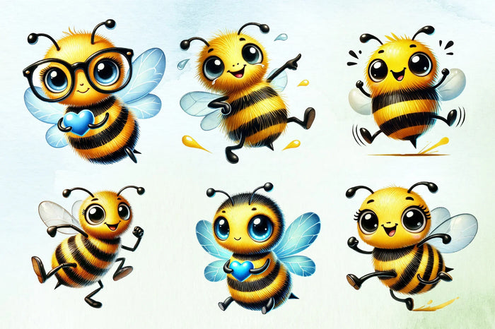 Funny Cute Bee Clipart Bundle