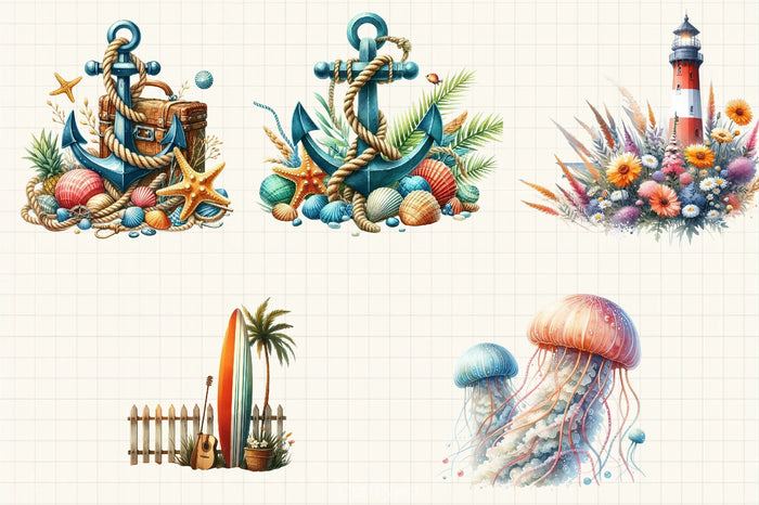 Coastal Summer Clipart Bundle