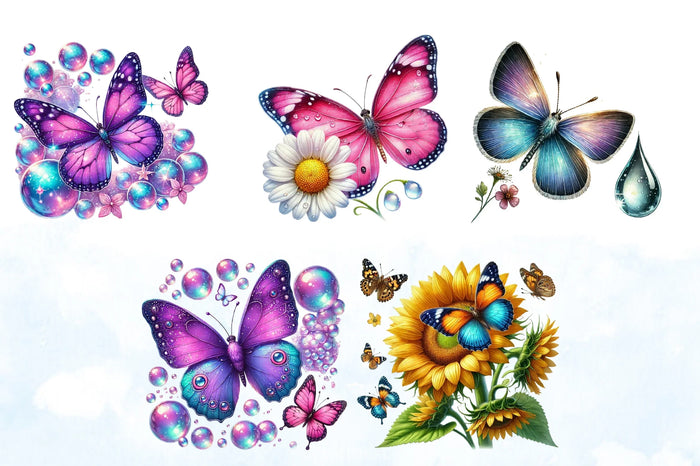 Spring Butterfly Clipart Bundle