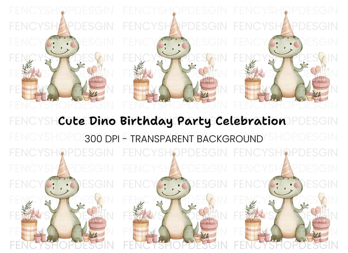 Sweet Baby Dinosaur Party Clipart Bundle