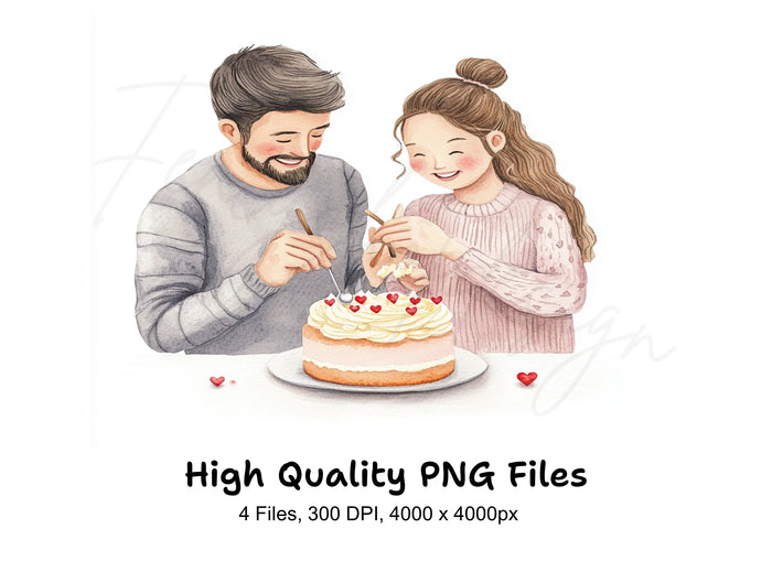 Couple Decorating Cake Clipart Bundle