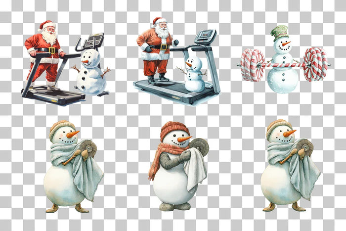 Santa and Snowman Workout Clipart Bundle