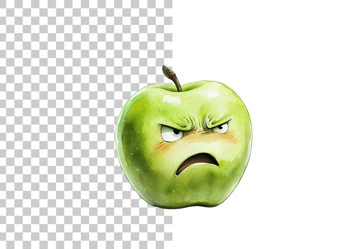 Angry Green Apple Clipart Bundle